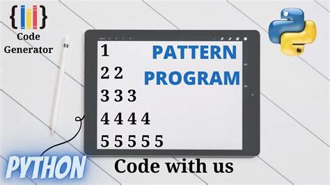 Number Pattern Programs In Python Python For Beginners Code