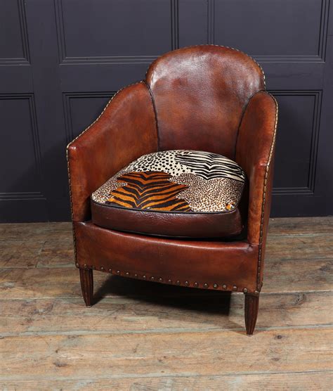 French Art Deco Leather Armchair For Sale At 1stdibs