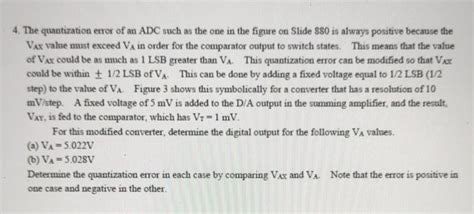 Solved 4 The Quantization Error Of An Adc Such As The One