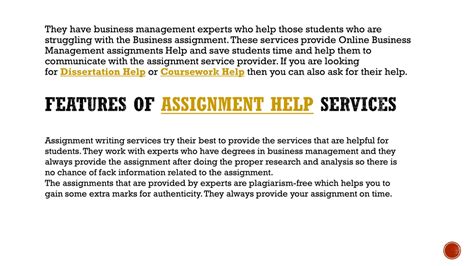 Ppt Business Management Assignment Help By Subject Experts Features