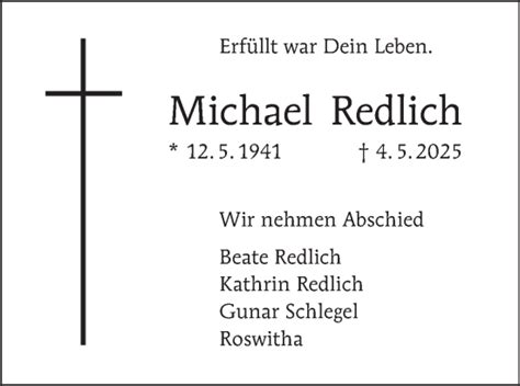 Traueranzeigen Von Michael Redlich Tagesspiegel Trauer