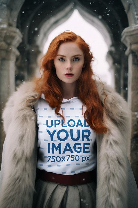 Placeit Ai Created Mockup Of A Red Headed Woman Wearing A Hoodie In A