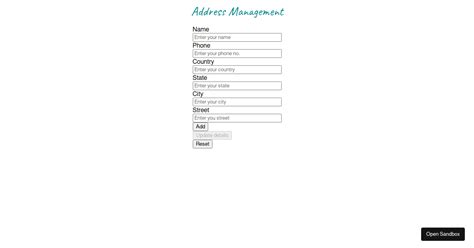 Address Management Codesandbox
