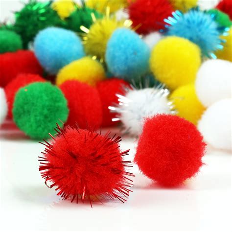 Fuzzy Craft Pom Poms Small Mixed Colour Sparkly And Plain Etsy