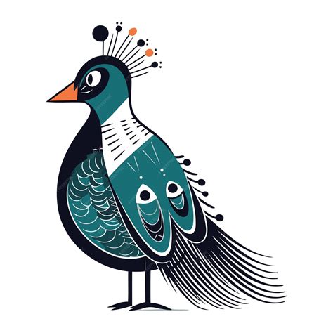 Premium Vector Peacock Isolated On White Background Hand Drawn Vector