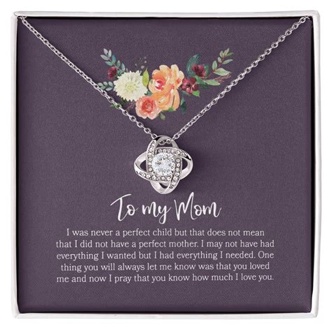 To My Mom I Love You Love Knot Necklace Message Card And T Box