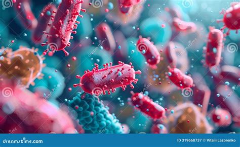 3d Render Of Colorful Bacteria And Reds Pink Blue Micro Ingres In The