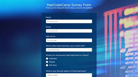 Survey Form Freecodecamp Responsive Web Design