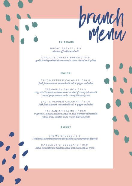 Editable Brunch Menu Template Diy In Easil