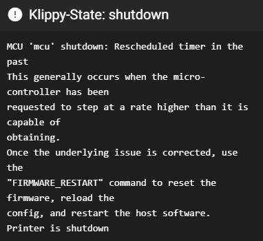 MCU Mcu Shutdown Rescheduled Timer In The Past Issue Klipper D Klipper GitHub
