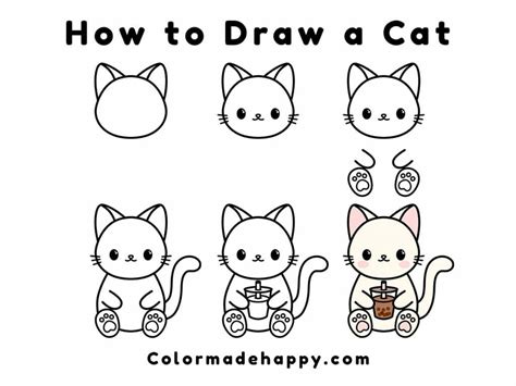 How To Draw A Cat Step By Step Easy Dibujos Cute Para Imprimir