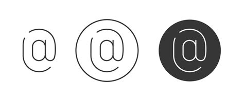 Email Sign Icon Set At Sign Outline Editable Stroke Vector Symbol In