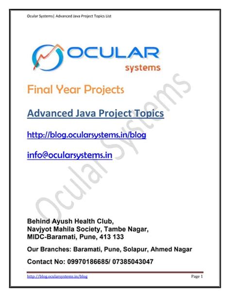 Advanced Java Applications Projects Ocular Pdf