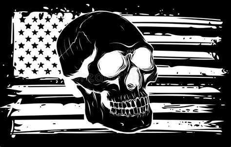 Silhouette Of Skull And Flag Usa Vector Illustration Stock Vector