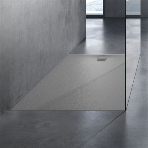 Neoro N50 Receveur De Douche Rectangulaire Set Intégral Gris Structuré Avec Surface