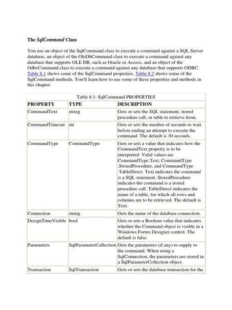 The Sql Command Class 1238 Pdf Sql Microsoft Sql Server