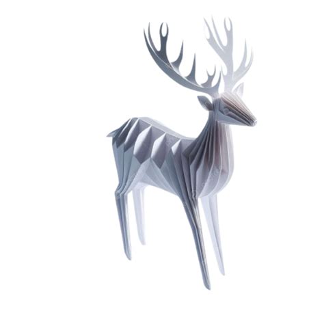 투명한 배경에 흰색 종이 공예 사슴 3d 3d 종이 공예 사슴 투명한 배경에 흰색으로 만화 Png 일러스트 및 이미지 에