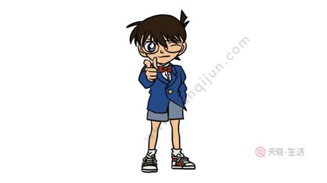 柯南简笔画 帅气 颜色工藤新一简笔画 帅气 伤感说说吧