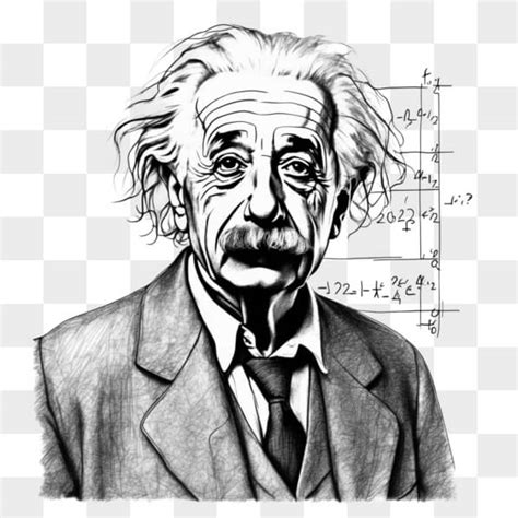 Download Black And White Drawing Of Albert Einstein With Mathematic Equations Sketches Online