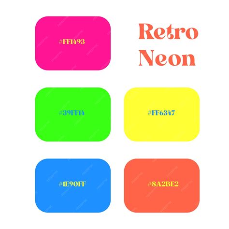 Retro Neon Color Palette With Hex Codes For Graphic Design Bright And