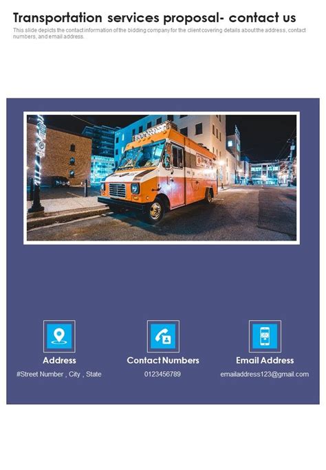 Transportation Services Proposal Contact Us One Pager Sample Example Document