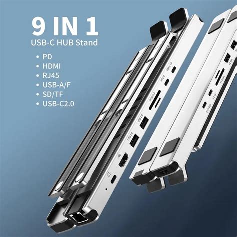 Choetech Hub M43 Sl V1 Laptop Holder With Usb C Hub 9 In 1 Docking