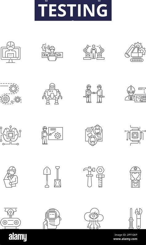 Testing Line Vector Icons And Signs Assessing Checking Verifying