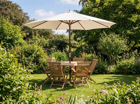 Cream 35m Octagonal Wooden Garden Parasol Parasols Direct