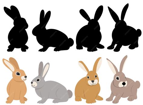 Premium Vector Silhouette Rabbits Design Vector Isolated