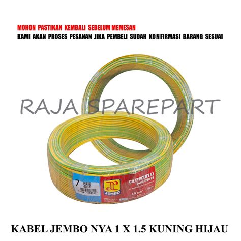 Jual Kabel Nya Kabel Listrik Kabel Jembo Nya 1 X 15 Kuning Hijau Harga Per Roll50m
