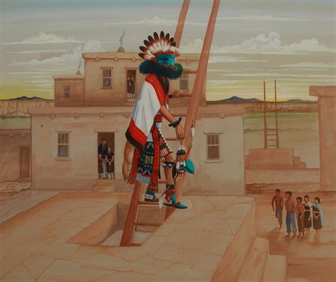 Hopi Talavai Katsina Exiting Kiva Painting By Raymond Naha Fine Art