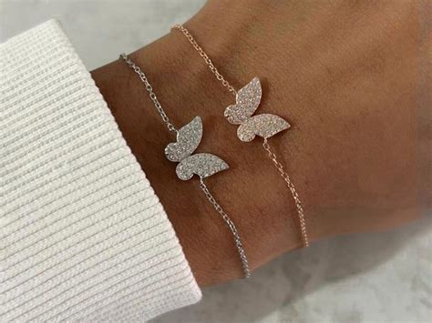 צמיד כסף אמיתי 925 תליון פרפר כסף שיבוץ Aaa טיראן תכשיטים