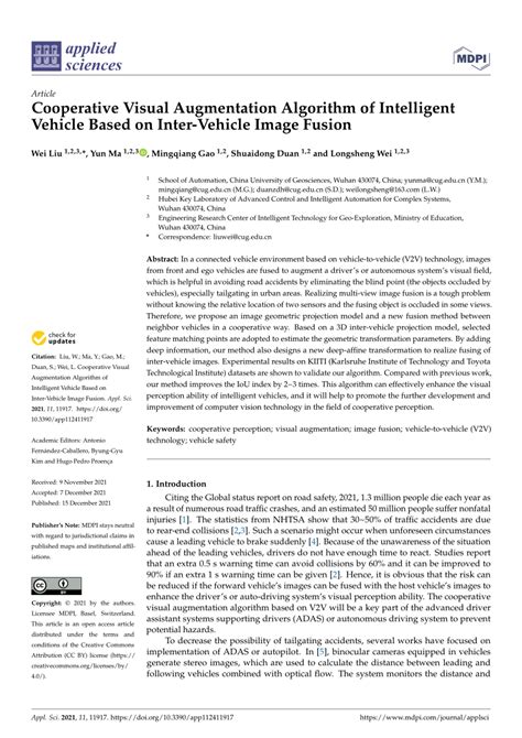 Pdf Cooperative Visual Augmentation Algorithm Of Intelligent Vehicle Based On Inter Vehicle