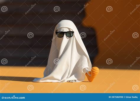 Cute Ghost Cartoon Spooky Character Casper Wearing Sunglasses Ai