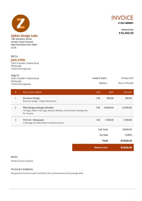 Invoice For Services Rendered Template Sample Template Samples