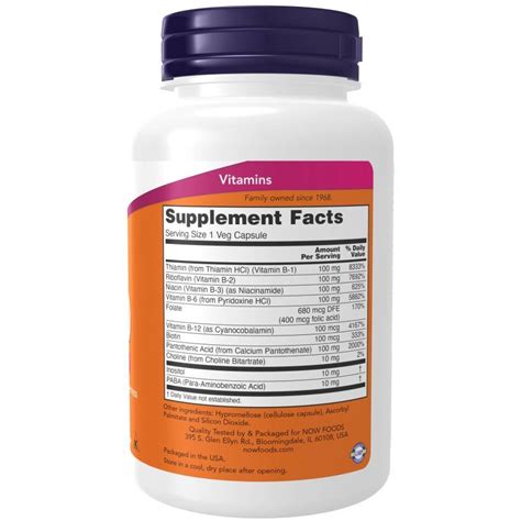 Now Foods Vitamin B 100 Complex Wspomaga Układ Nerwowy I Odpornościowy