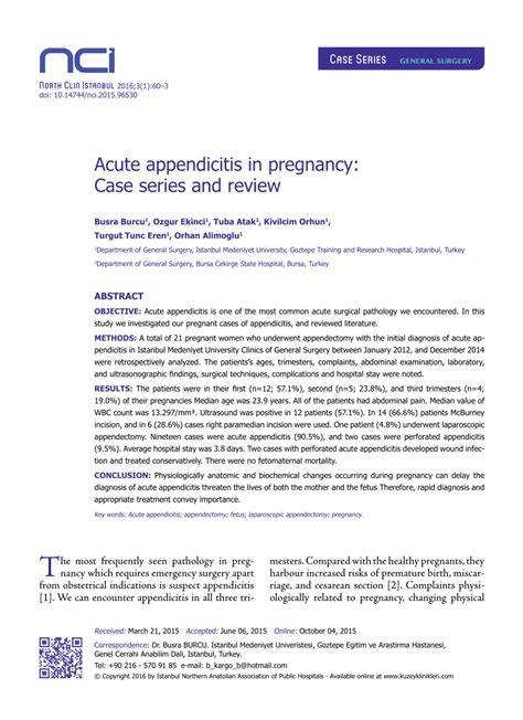 Pdf Acute Appendicitis In Pregnancy Case Series And Review
