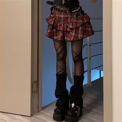 Layered And Ruffled Tartan Red Plaid Goth Skirt Kawaii Babe