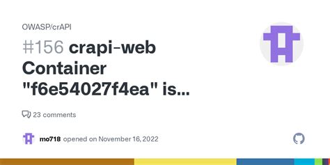 Crapi Web Container F6e54027f4ea Is Unhealthy · Issue 156 · Owaspcrapi · Github