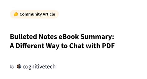 Bulleted Notes Ebook Summary A Different Way To Chat With Pdf