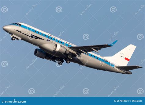 Embraer 170 E170 Of Lot Polish Airlines Flying In The Day Editorial