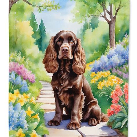 Edge Collections 28 X 40 Multicolor Cocker Spaniel Spring Path Large Porch Flag 1