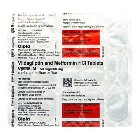 Vysov M 500mg 50mg Tablet Drug Streets