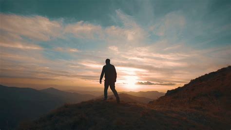 The Person On Mountain During Stunning Sunset Stock Footage Sbv 335137845 Storyblocks
