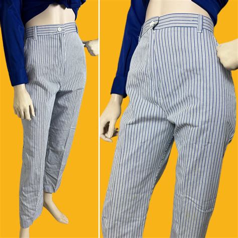 Vintage 70s 80s Blue And Yellow Pinstripe Straight Leg Pants Shop