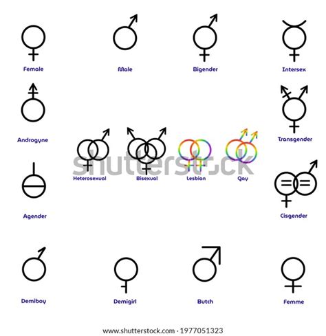 Gender Icons Set Titles Bigender Intersex Stock Vector Royalty Free