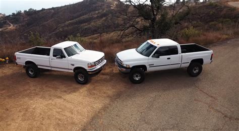 Obs F 350 Vs Dodge Ram Cummins Old School Nineties Diesel Face Off