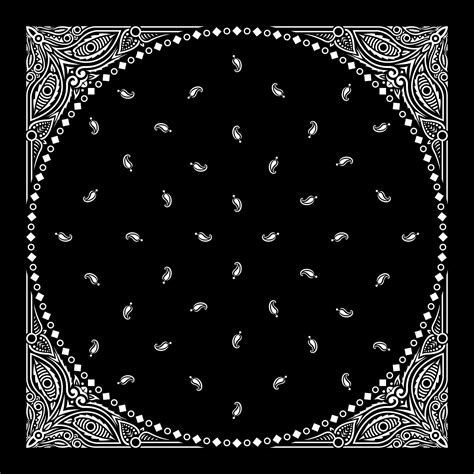 Simple Black Bandana Decorated With White Geometric Ornament That Can