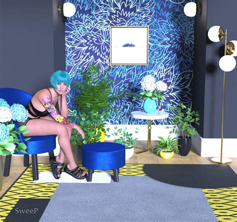 Miss Monica Blue 3d Render Digital Art By Sweep