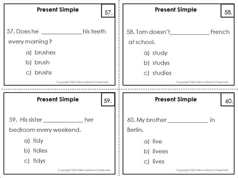 Present Simple Task Cards Task Cards Ela Task Cards Simple Tasks